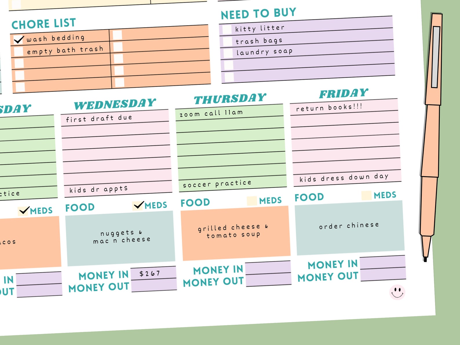 ADHD Weekly Planner | Neurospicy One Page Planner & Brain Dump ...