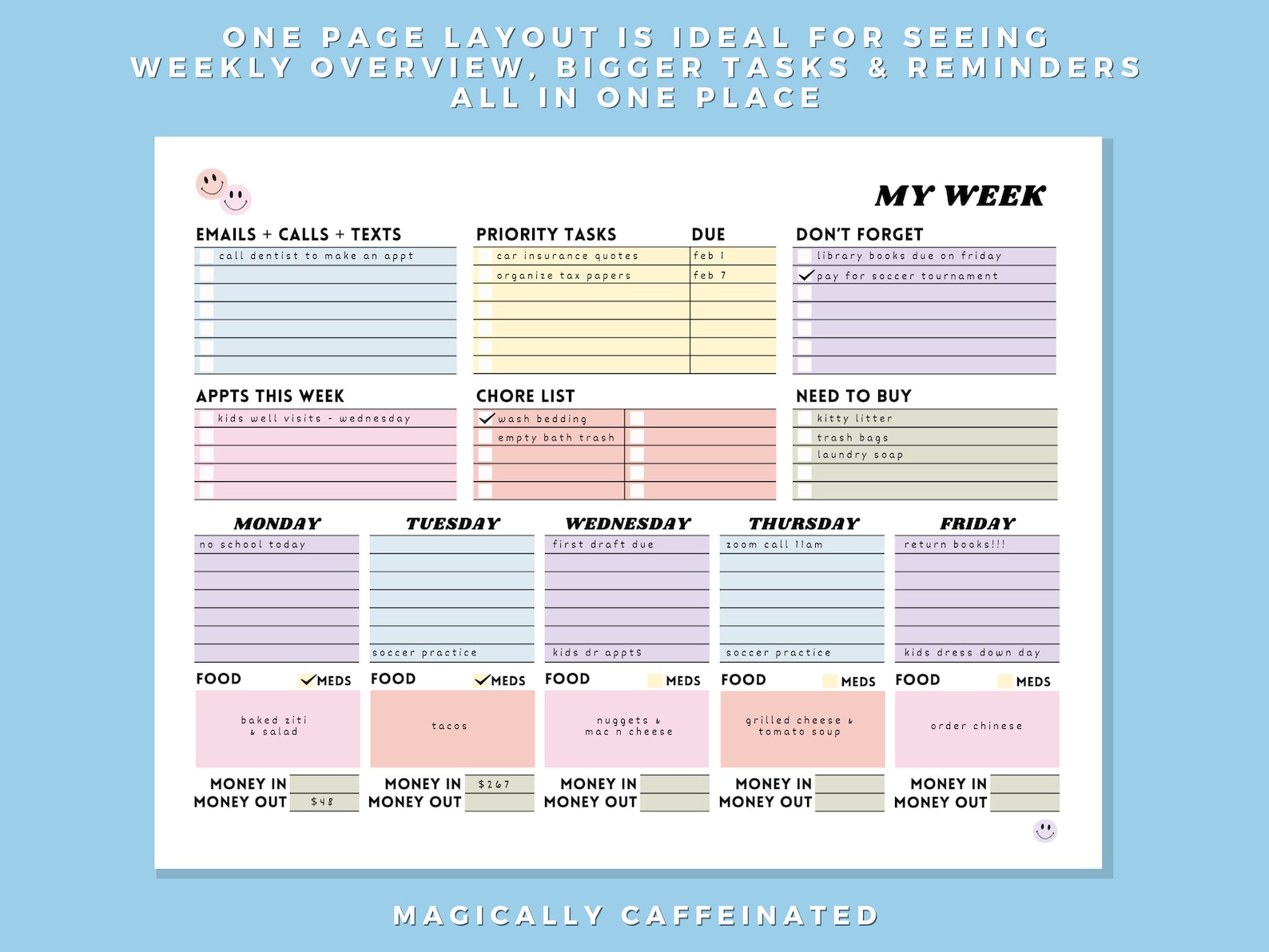 ADHD Weekly Planner | Neurospicy One Page Planner & Brain Dump ...