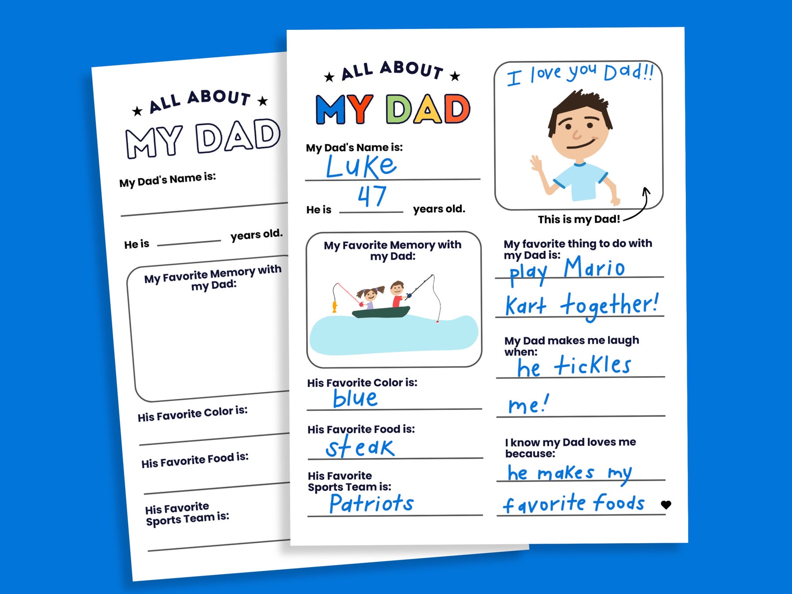 All About My Dad Printable Fathers Day Printable Fathers Day Card Gift ...
