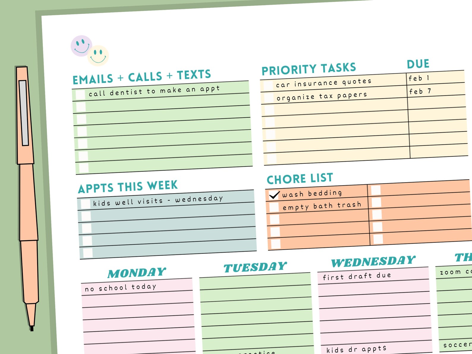 ADHD Weekly Planner | Neurospicy One Page Planner & Brain Dump ...