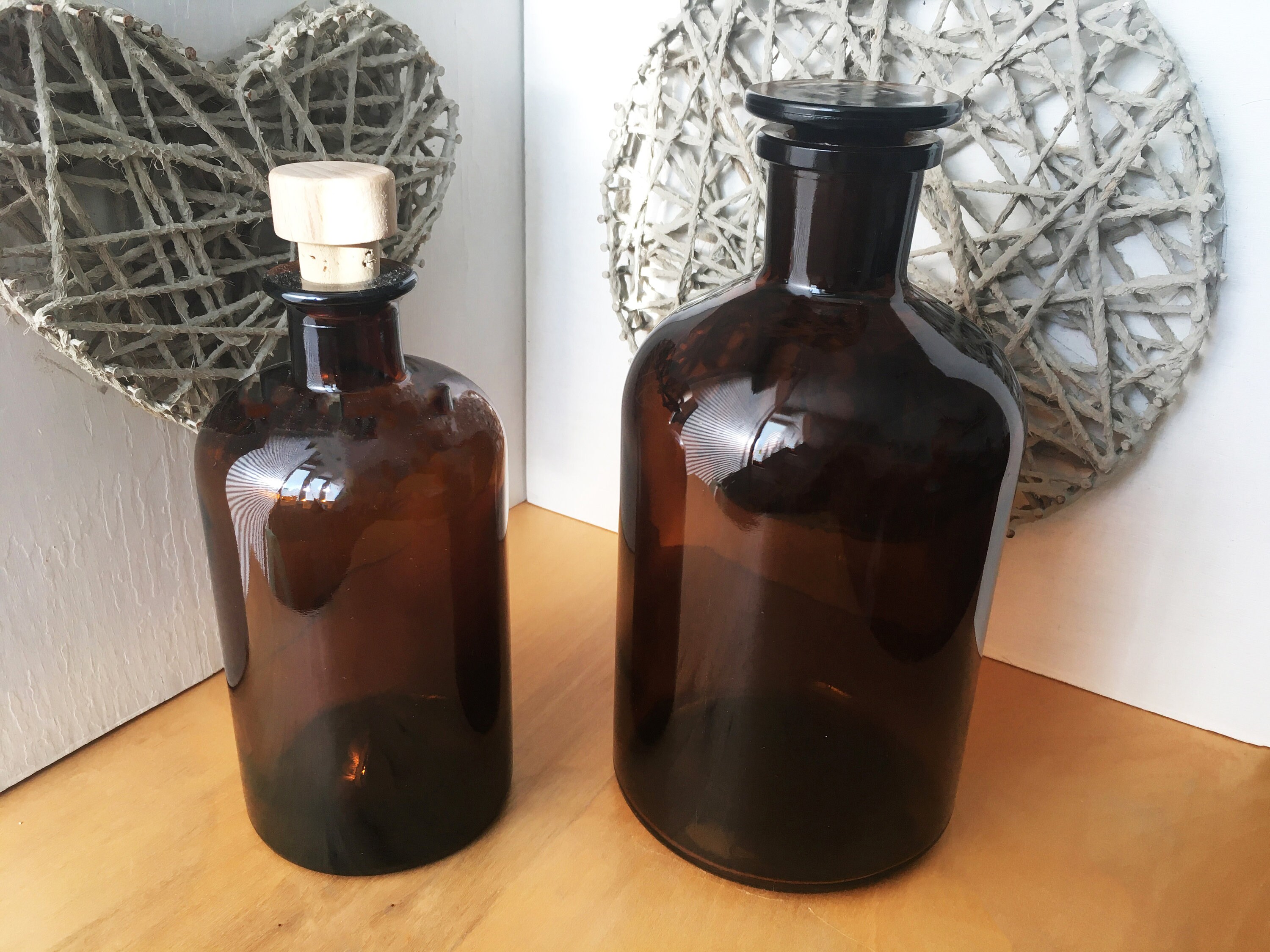 500ml 1000ml Amber Glass Pharmacy Apothecary Bottle With Glass Stopper ...