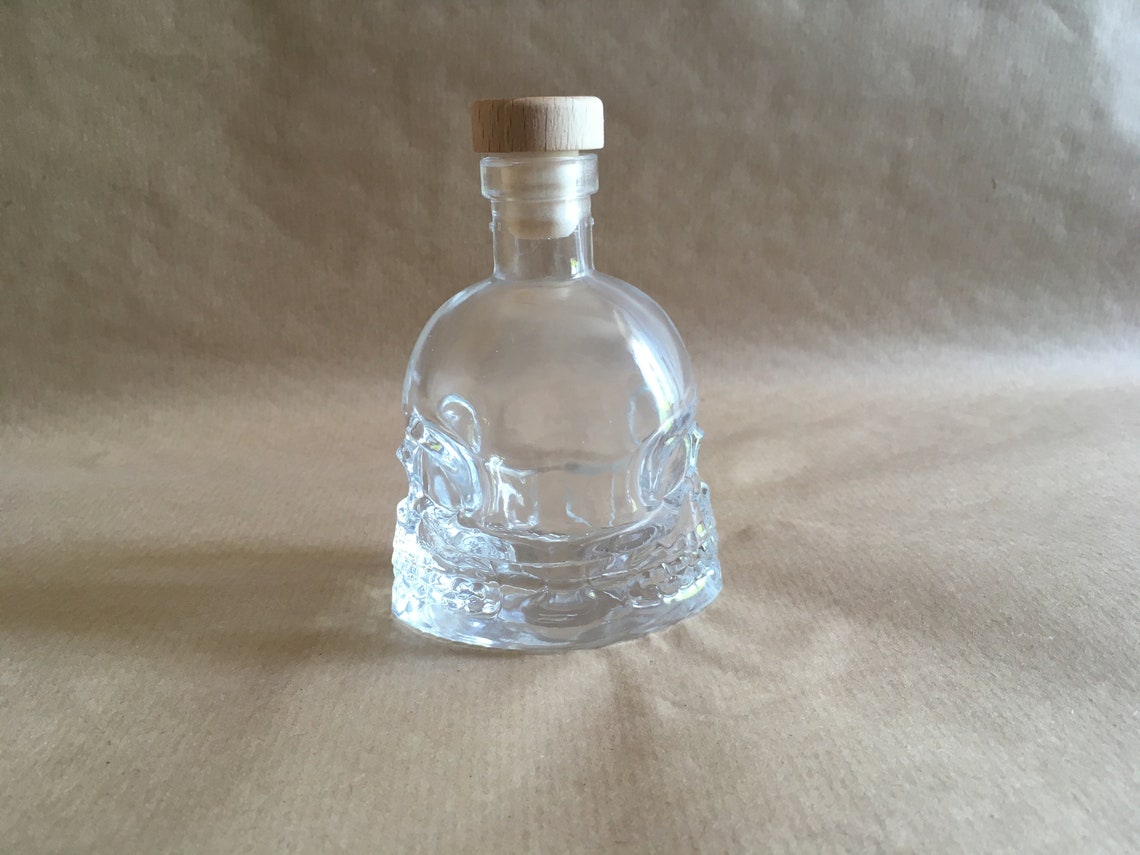 Clear DOUBLE SKULL HEAD Shape Glass Bottle 1pc Small 100ml Crystal ...