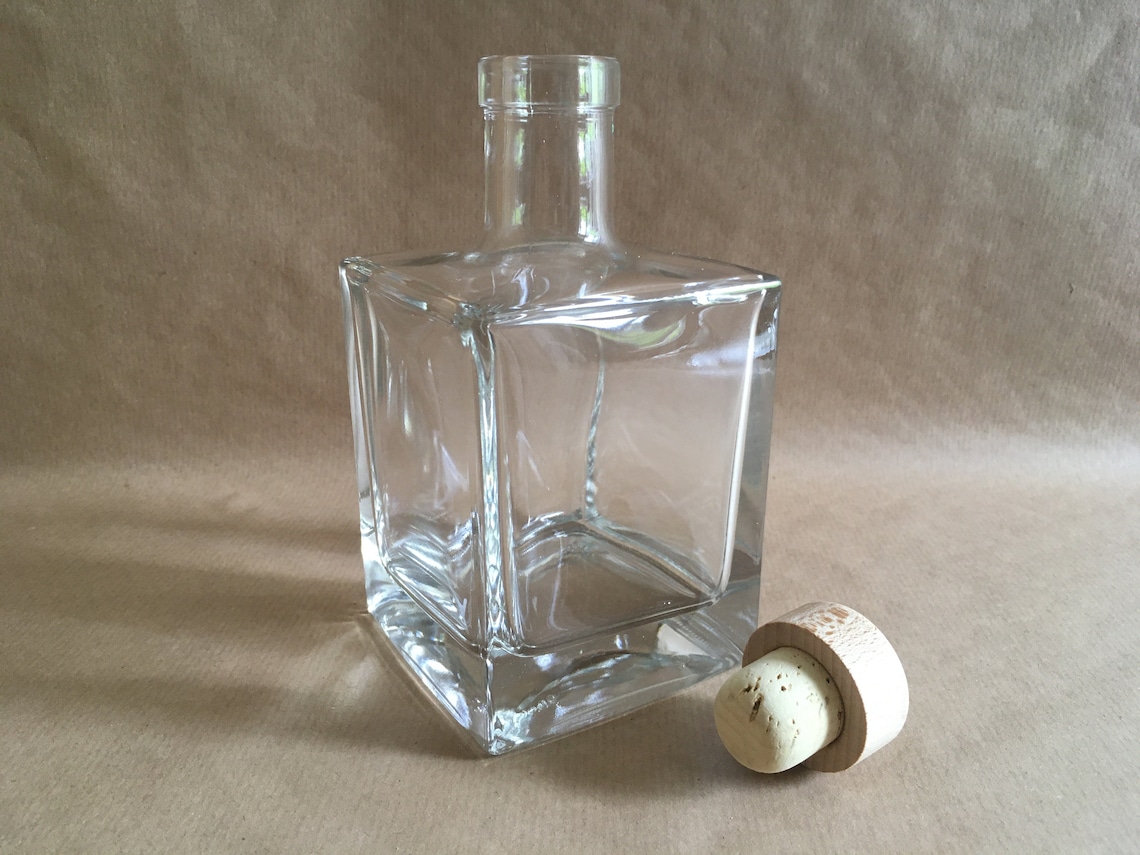 500ml BOTTLE Cube Shape Glass Bottle 1pc Crystal Decanter Home Decor ...