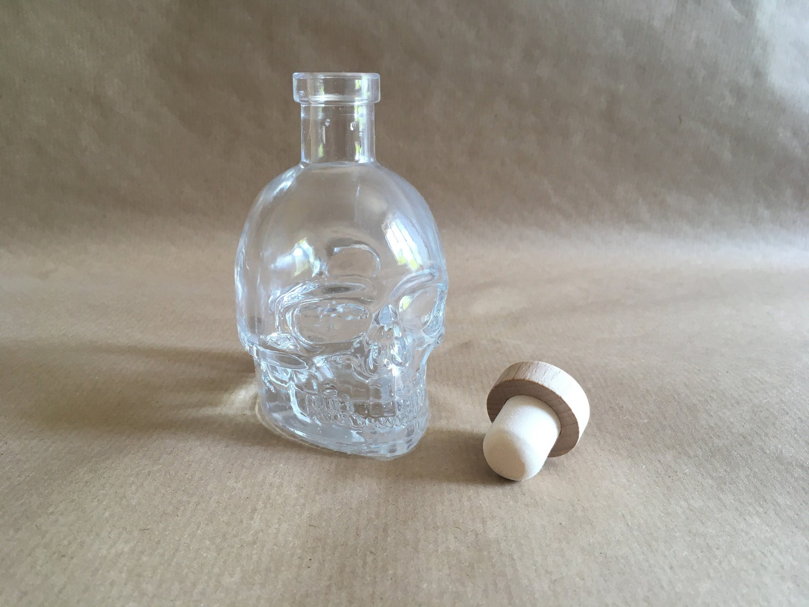 Clear DOUBLE SKULL HEAD Shape Glass Bottle 1pc Small 100ml Crystal ...