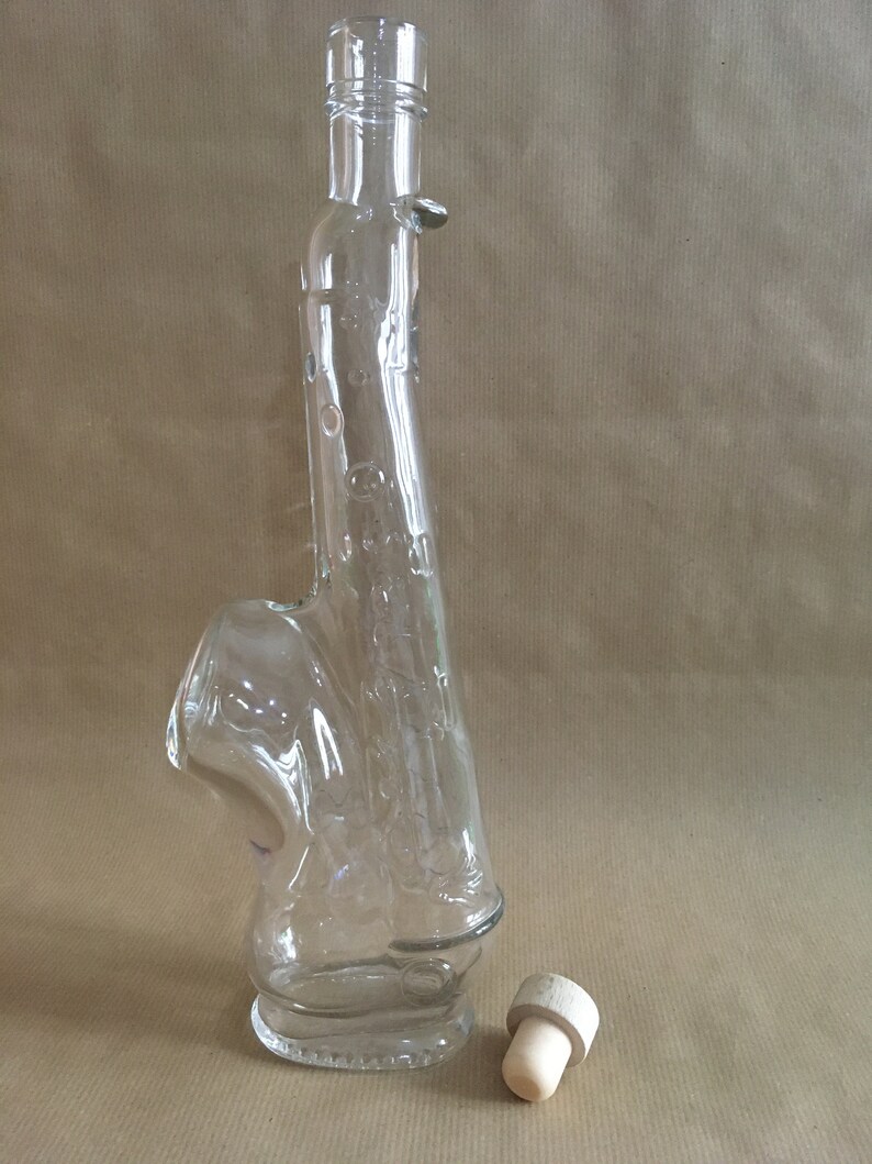SAXOPHONE Empty Clear Shape Glass Bottle 1pc 500ml Crystal Decanter ...