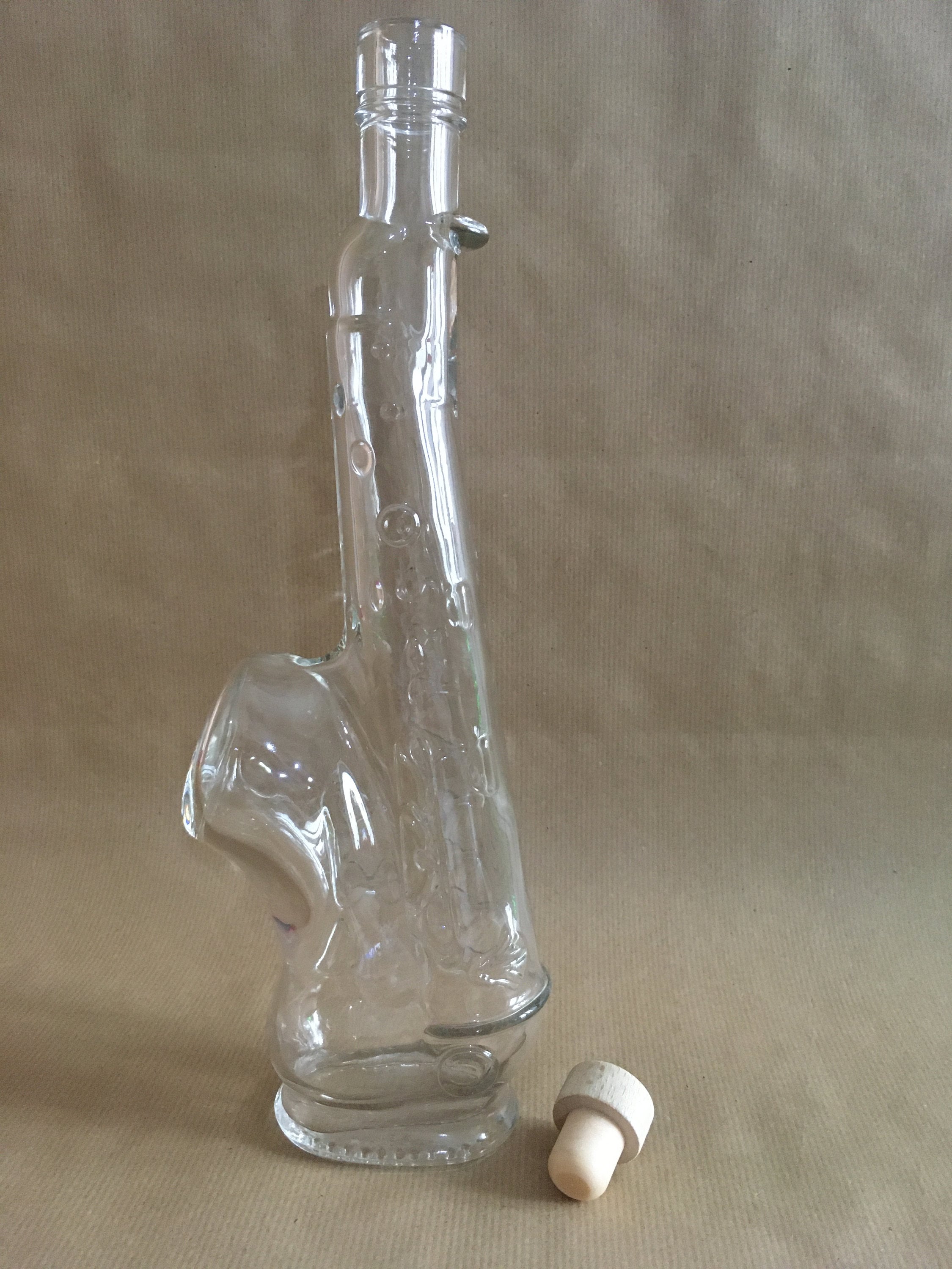 SAXOPHONE Empty Clear Shape Glass Bottle 1pc 500ml Crystal Decanter ...