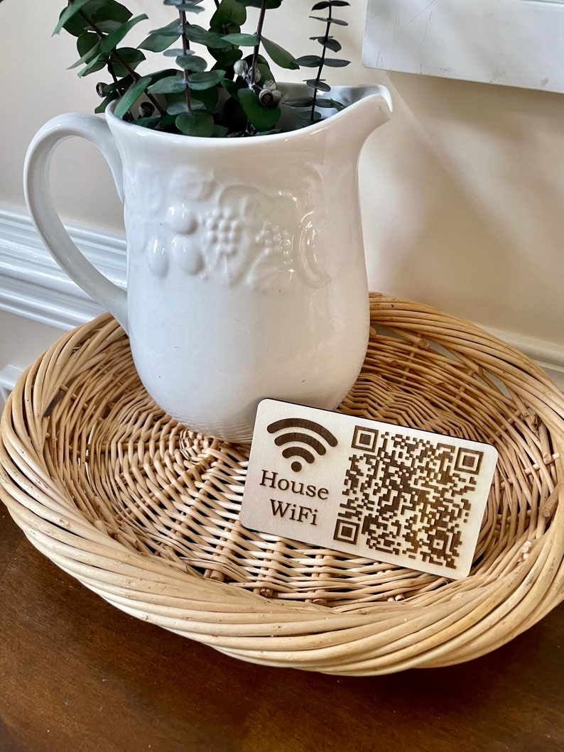 Wi-fi Password QR Code Scan | Basswood Sign for Airbnb Rental - Etsy