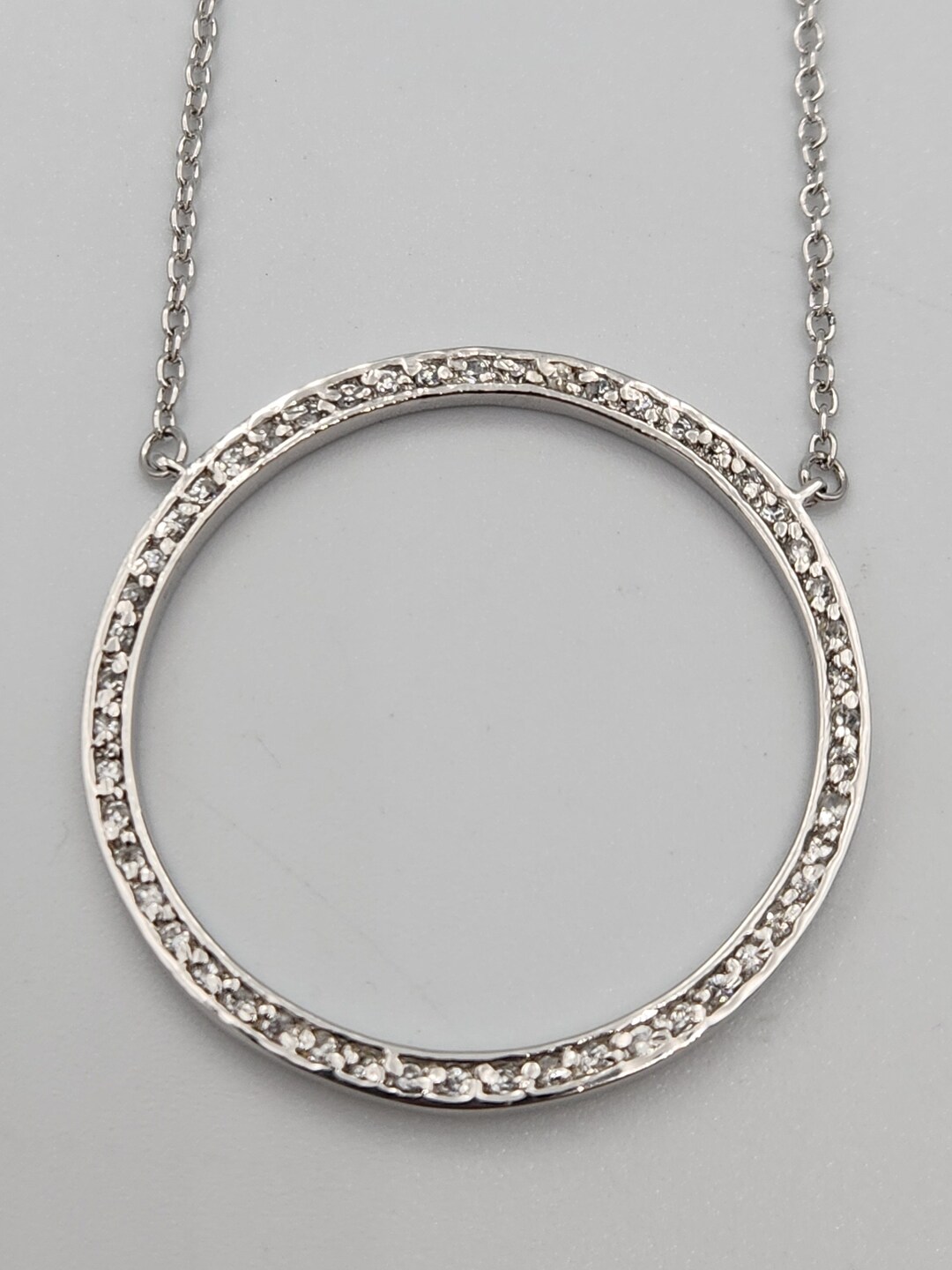 Sterling Silver CZ Circle Necklace - Etsy