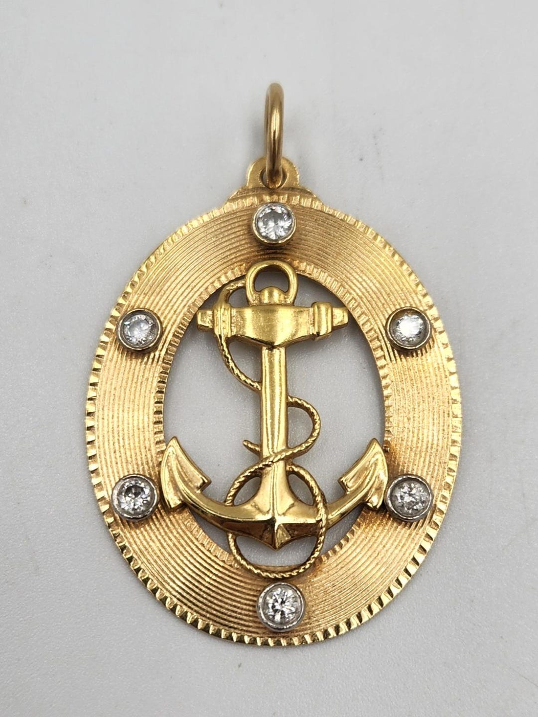 14k Yellow Gold Diamond Anchor Pendant - Etsy