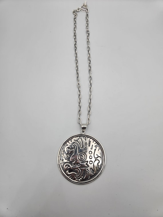 Sterling Silver Aztec Medallion & Earrings - Gem