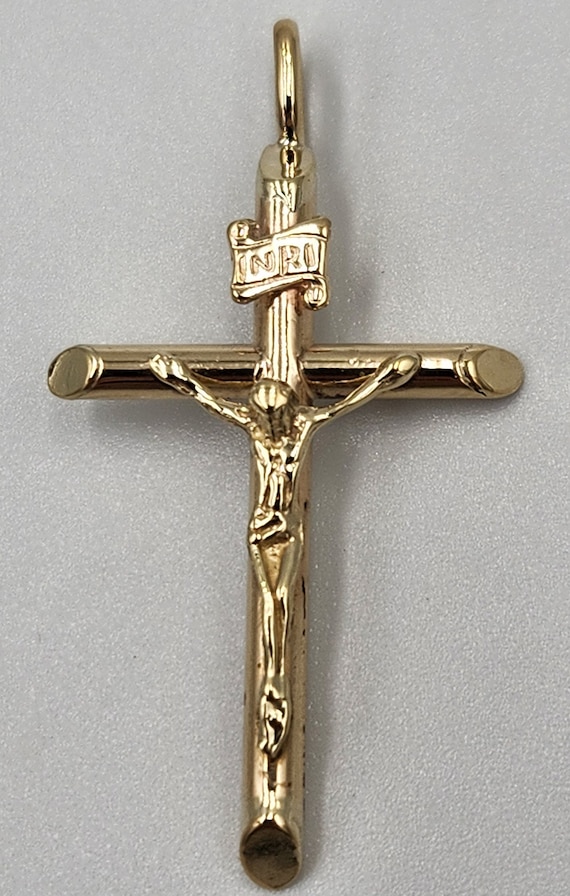 Yellow gold crucifix pendant - Gem