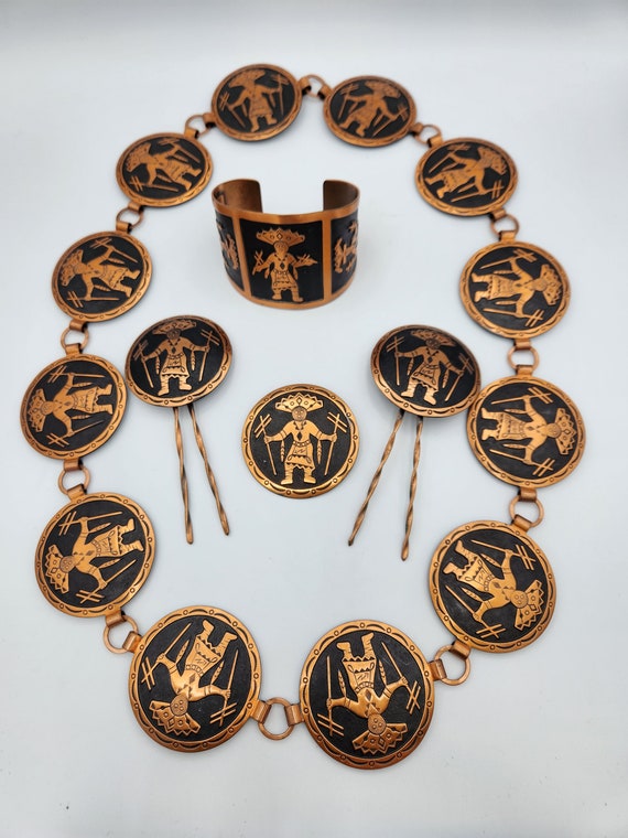 Vintage Bell Trading Post Brutalist Copper Turquoise … - Gem