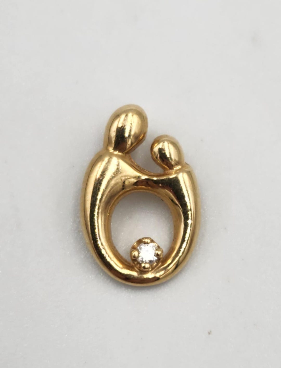 14k Yellow Gold Kaynar "mother & Child" Diamond Pendant - Etsy