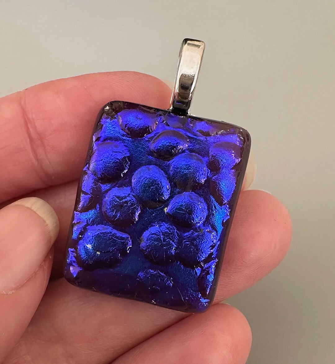 Blue Bubble Dichroic Fused Glass Pendant - Etsy