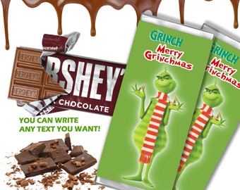 Grinch Candy Bar Wrapper Template - Etsy