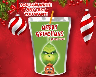 Grinch Juice Label - Etsy