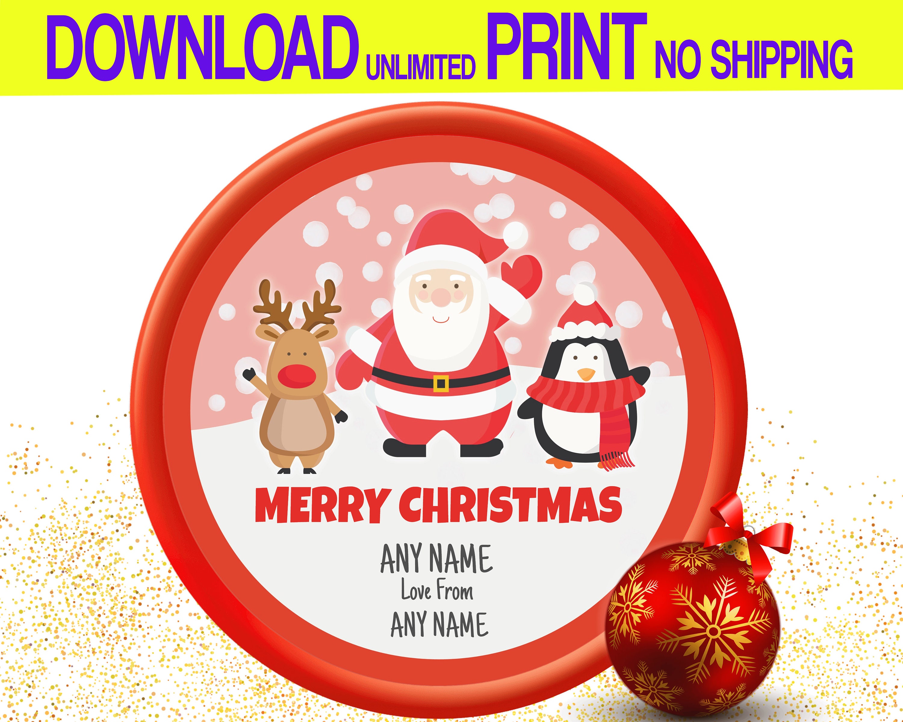 Editable Personalised Christmas Chocolate Santa and Reindeer Label ...