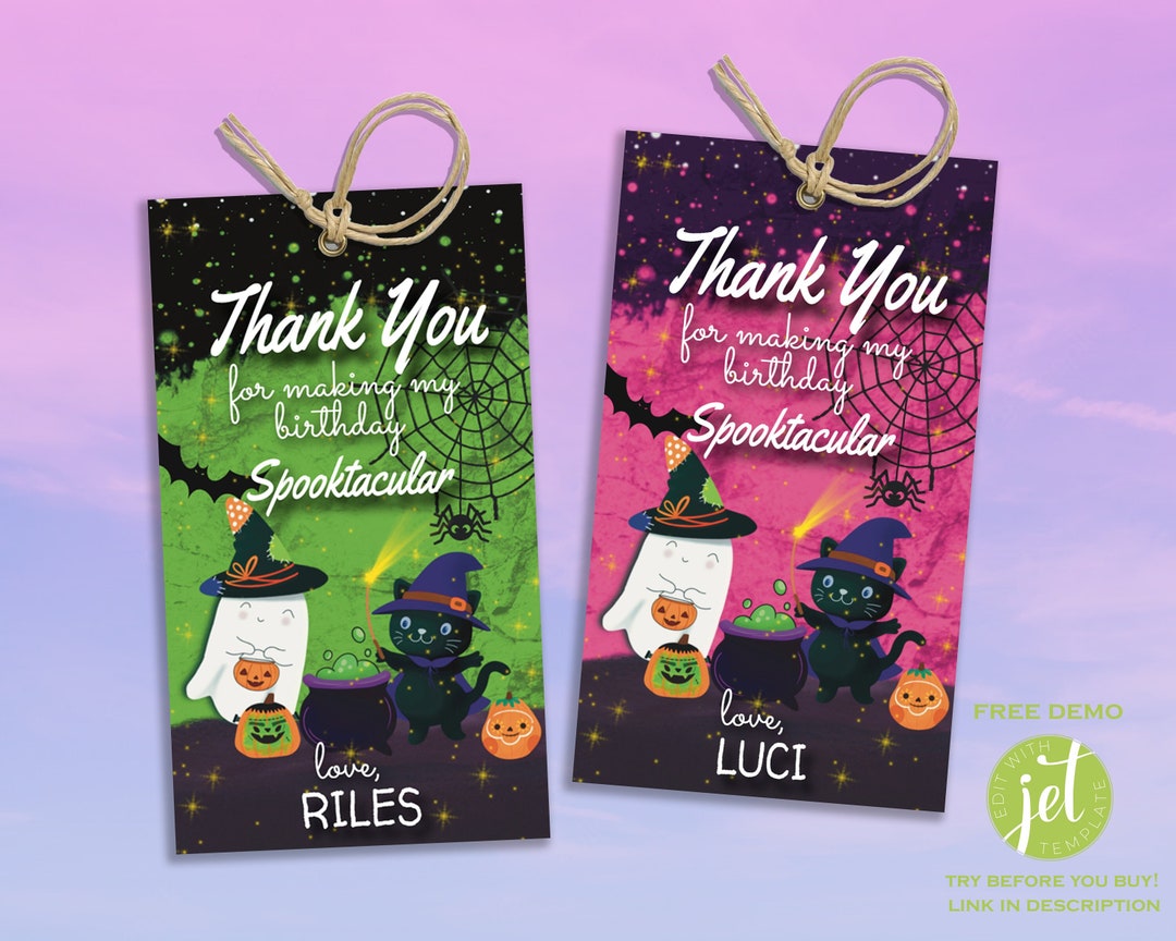 Editable Halloween Ghost and Black Cat Spooktacular Favor Tags Gift ...