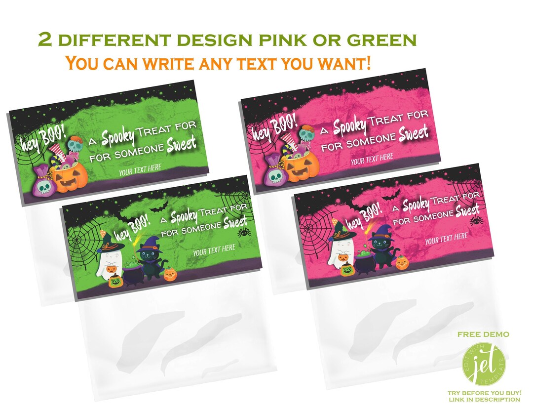 Editable Halloween Spooktacular Bag Topper Labels, Hey Boo Candy Bag ...