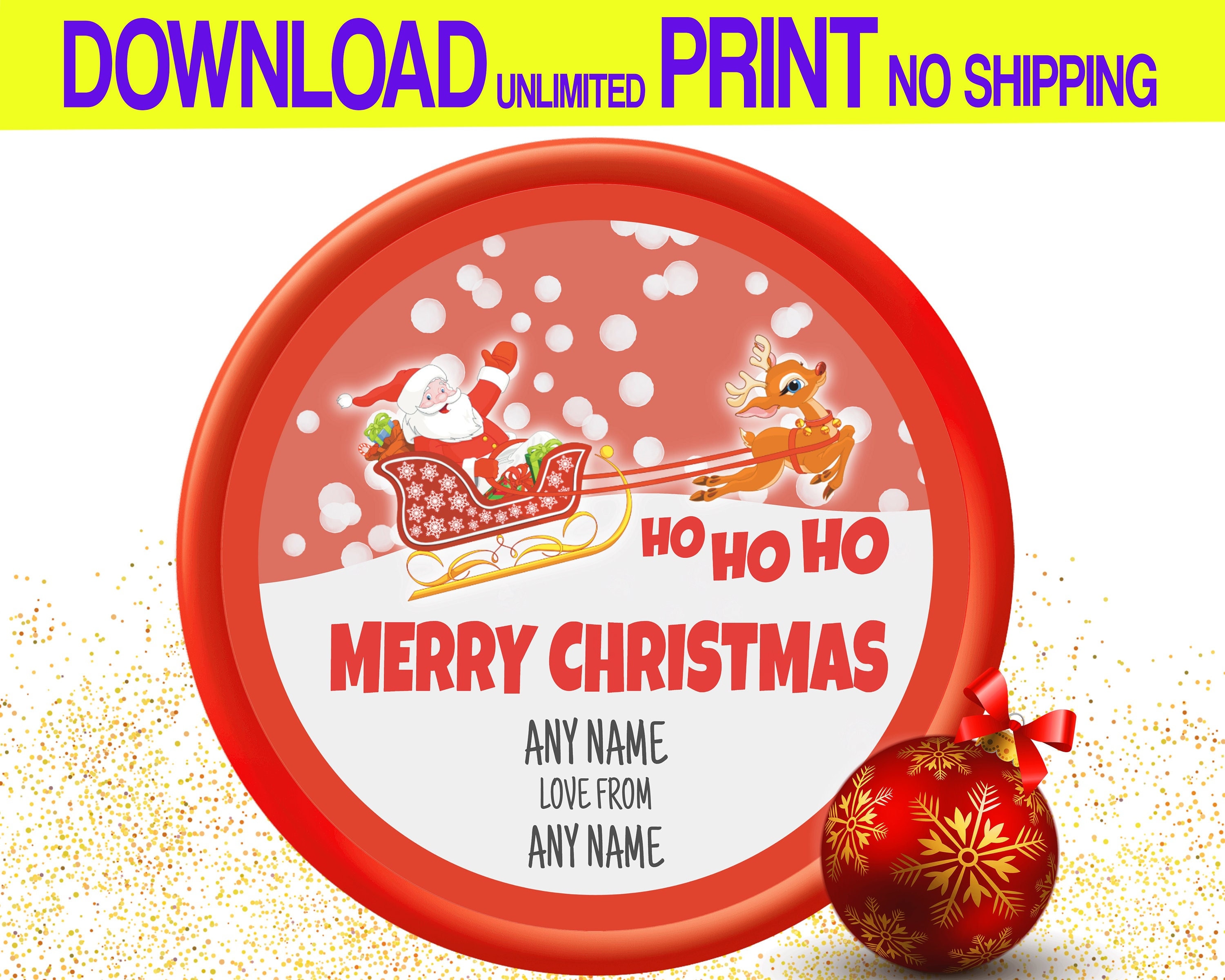 Editable Personalised Christmas Chocolate Santa and Reindeer Label ...