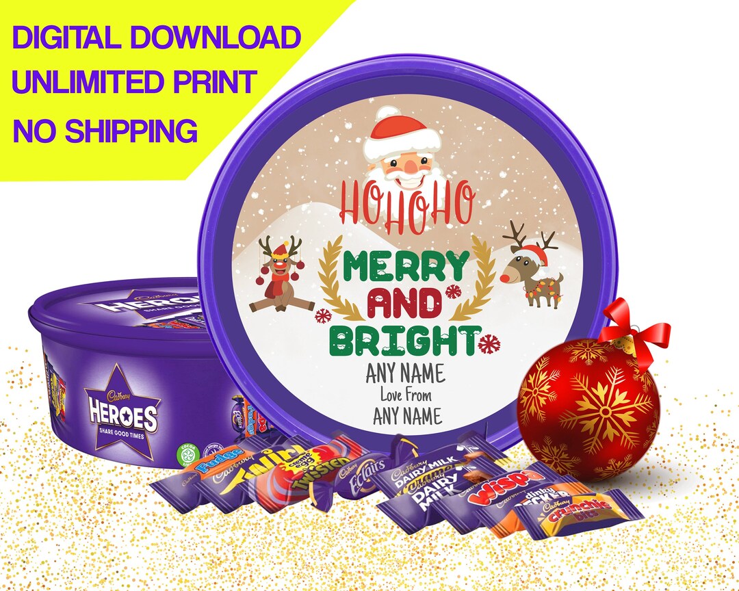 Editable and Personalised Christmas Tub Sticker Label for - Etsy