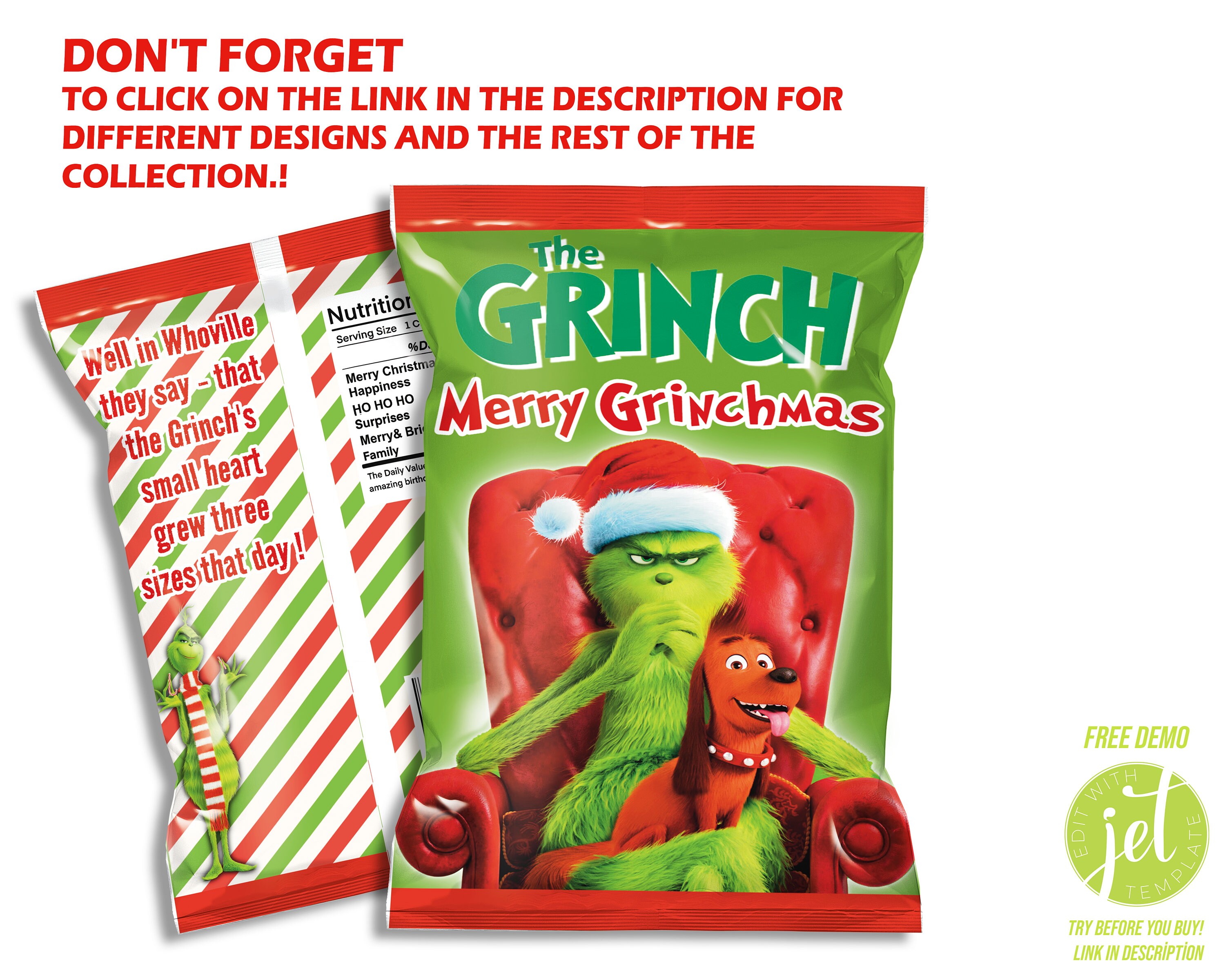 Editable Christmas Grinch Hershey Chocolate Bar Wrapper, XMAS Chocolate ...