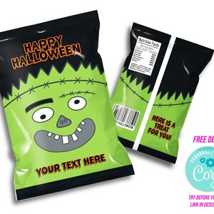 Halloween Party Editable Printable Chip Bag Labels, 4 Different Custom ...