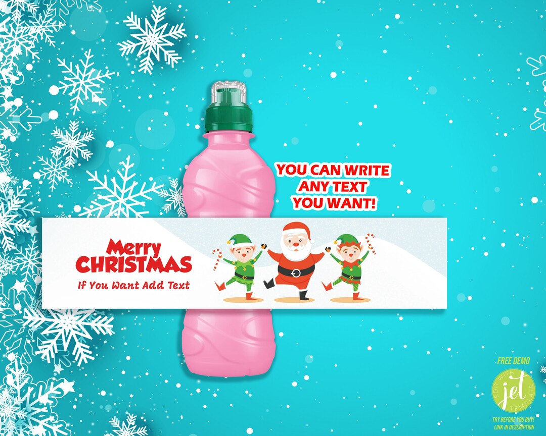 Editable Christmas Party Fruit Shoot Label Bottle Label - Etsy