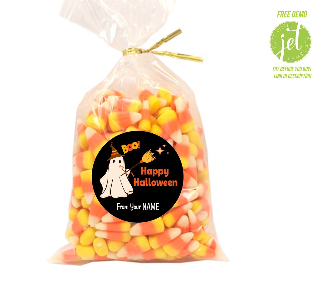 Editable Halloween Sticker BOO Kids Halloween Treat Stickers - Etsy