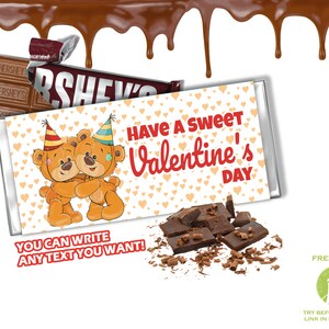 Editable Printable Valentine Candy Bar Wrapper Label, Hershey Bar ...