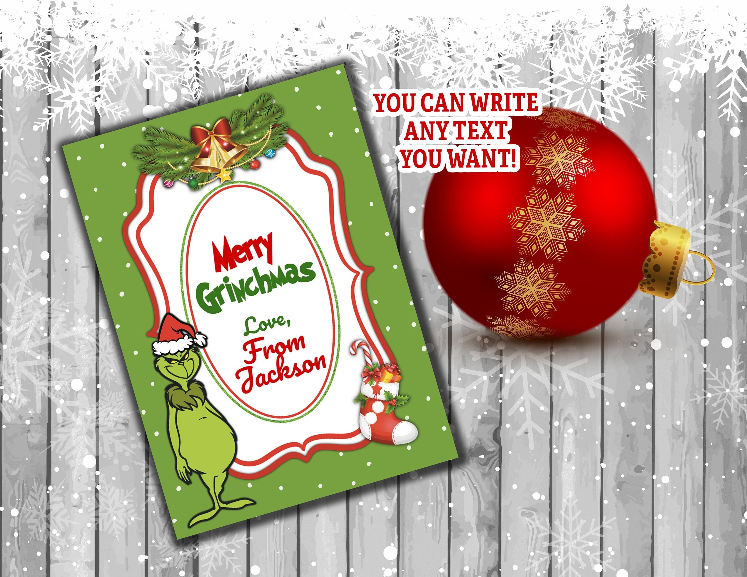 Editable Christmas Grinch Gift Bag Label XMAS Grinch Favor - Etsy