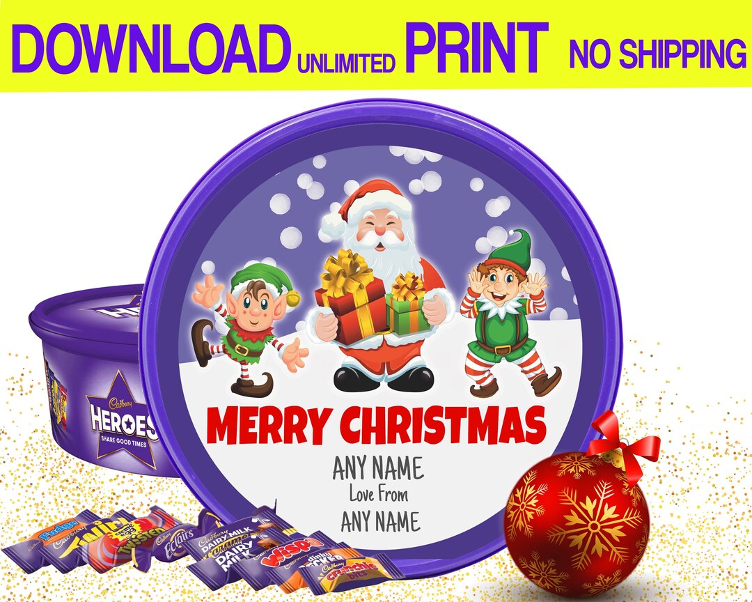 Editable and Personalised Christmas Chocolate Label Santa and Elf ...