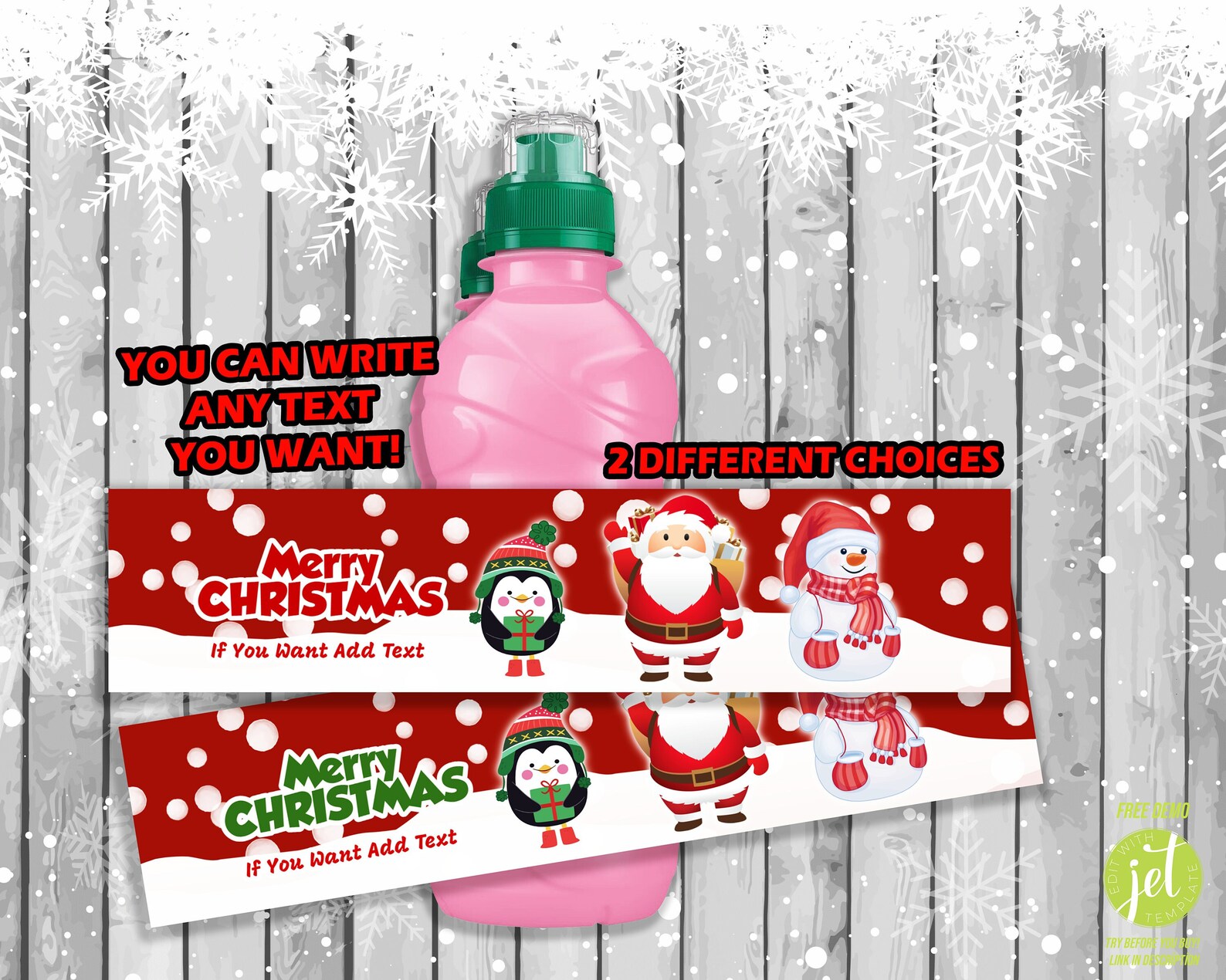 Editable Christmas Party Fruit Shoot Label Bottle Label - Etsy