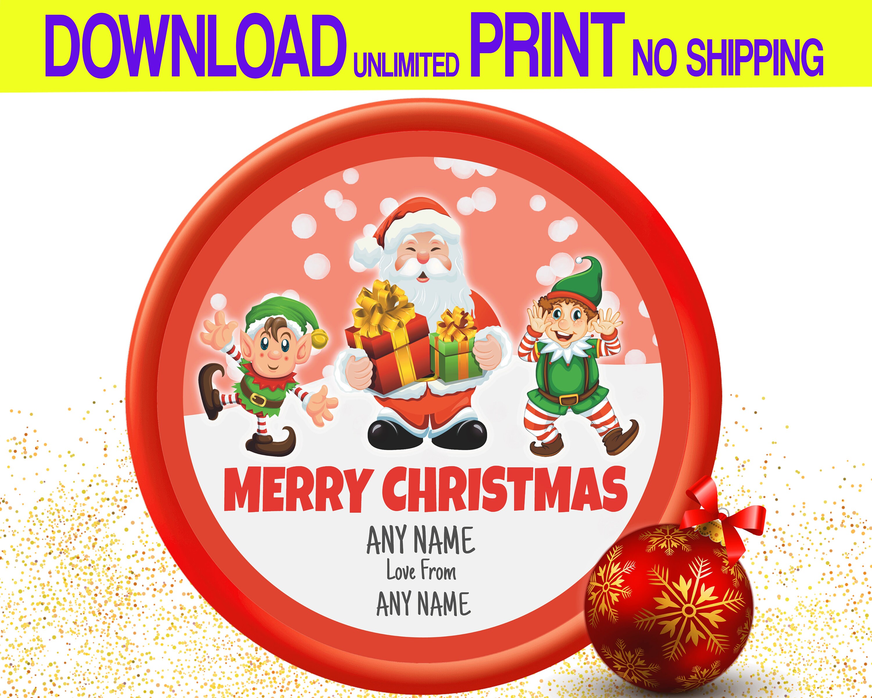 Editable Personalised Christmas Chocolate Santa and Reindeer Label ...