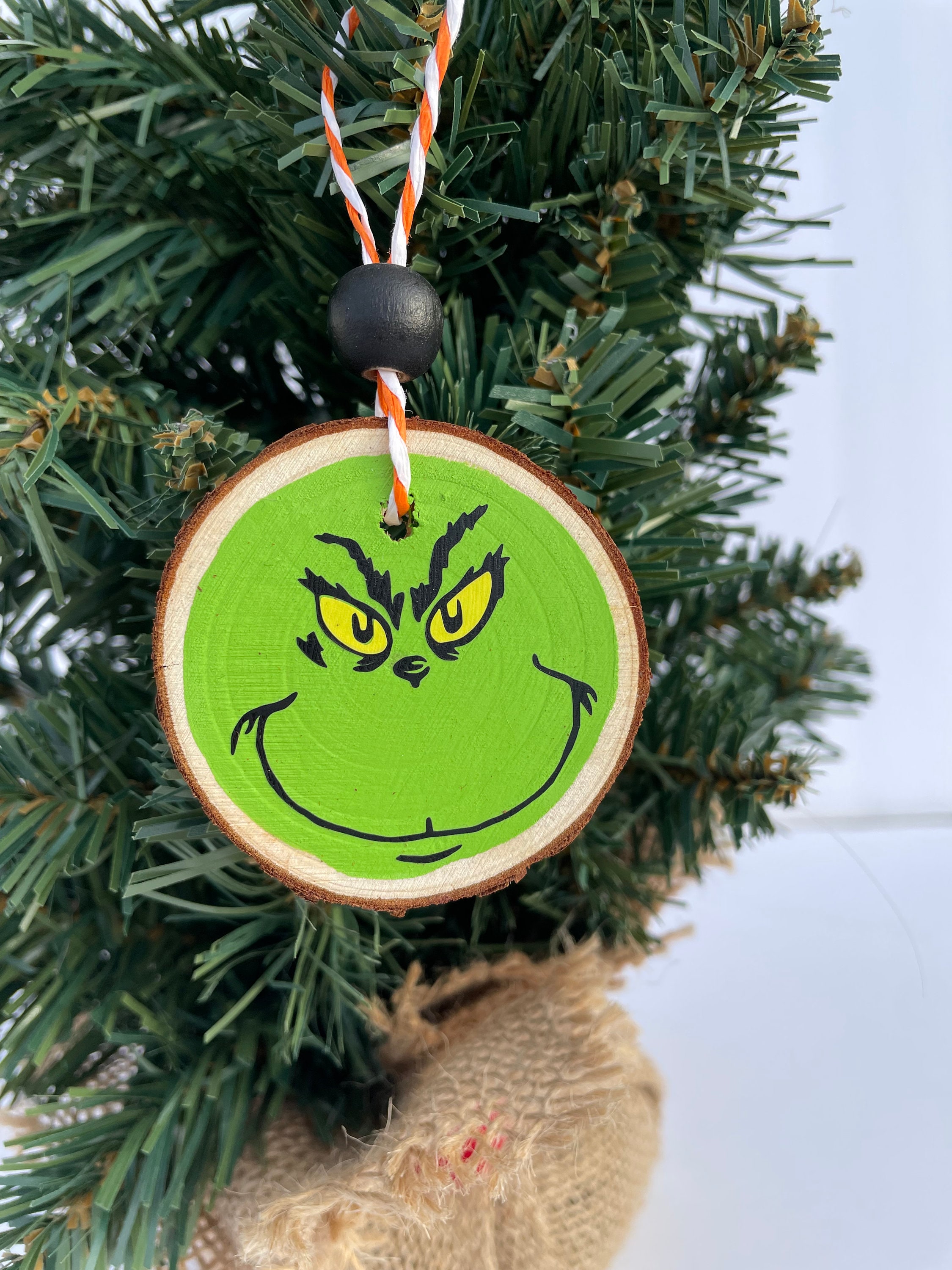 2 Grinch Wood Slice Ornament, Grinch, Grinch Ornament, Grinch Ornaments ...