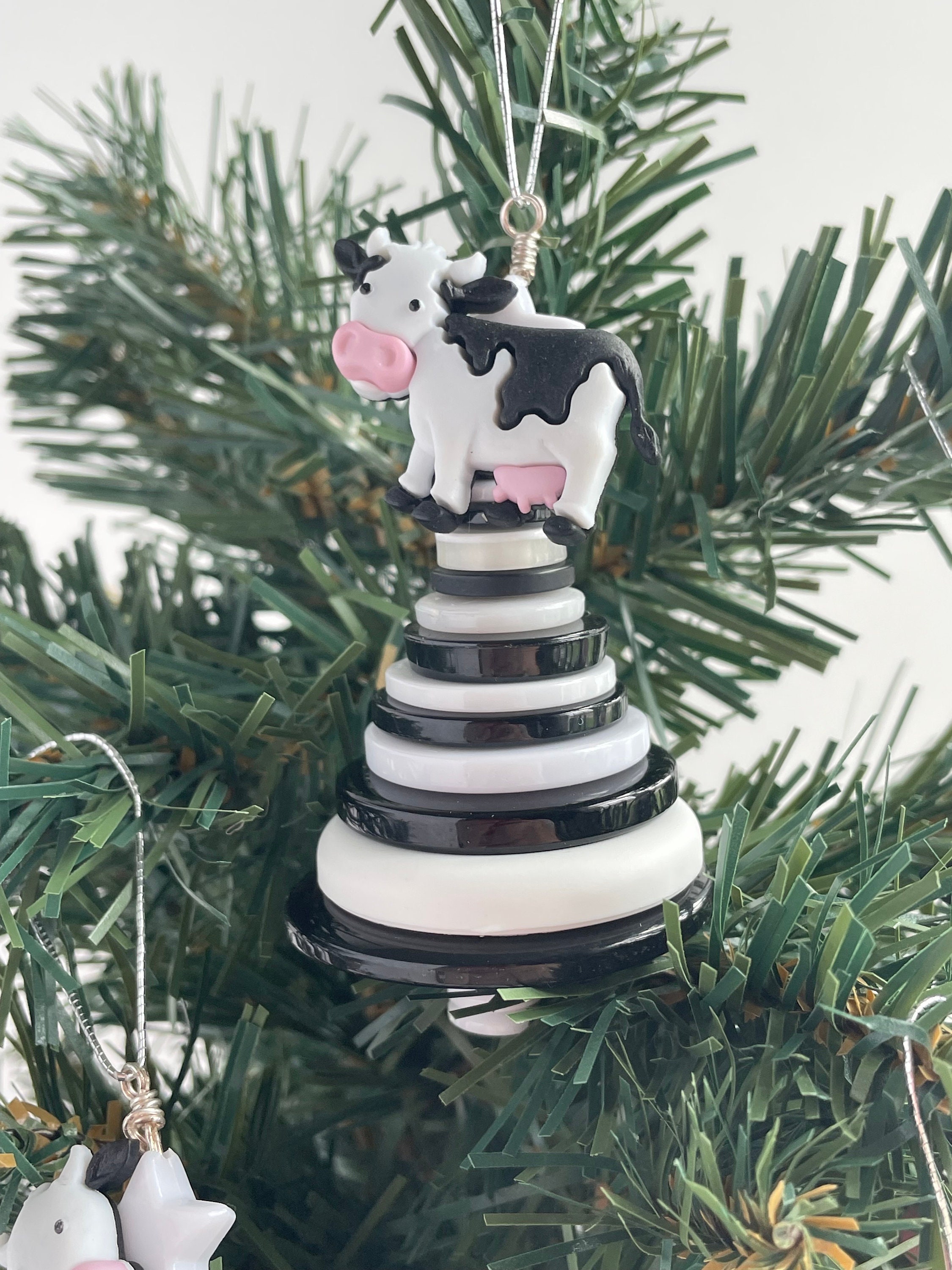 Cow Cow Ornament Cow Ornaments Cows Button Ornaments - Etsy