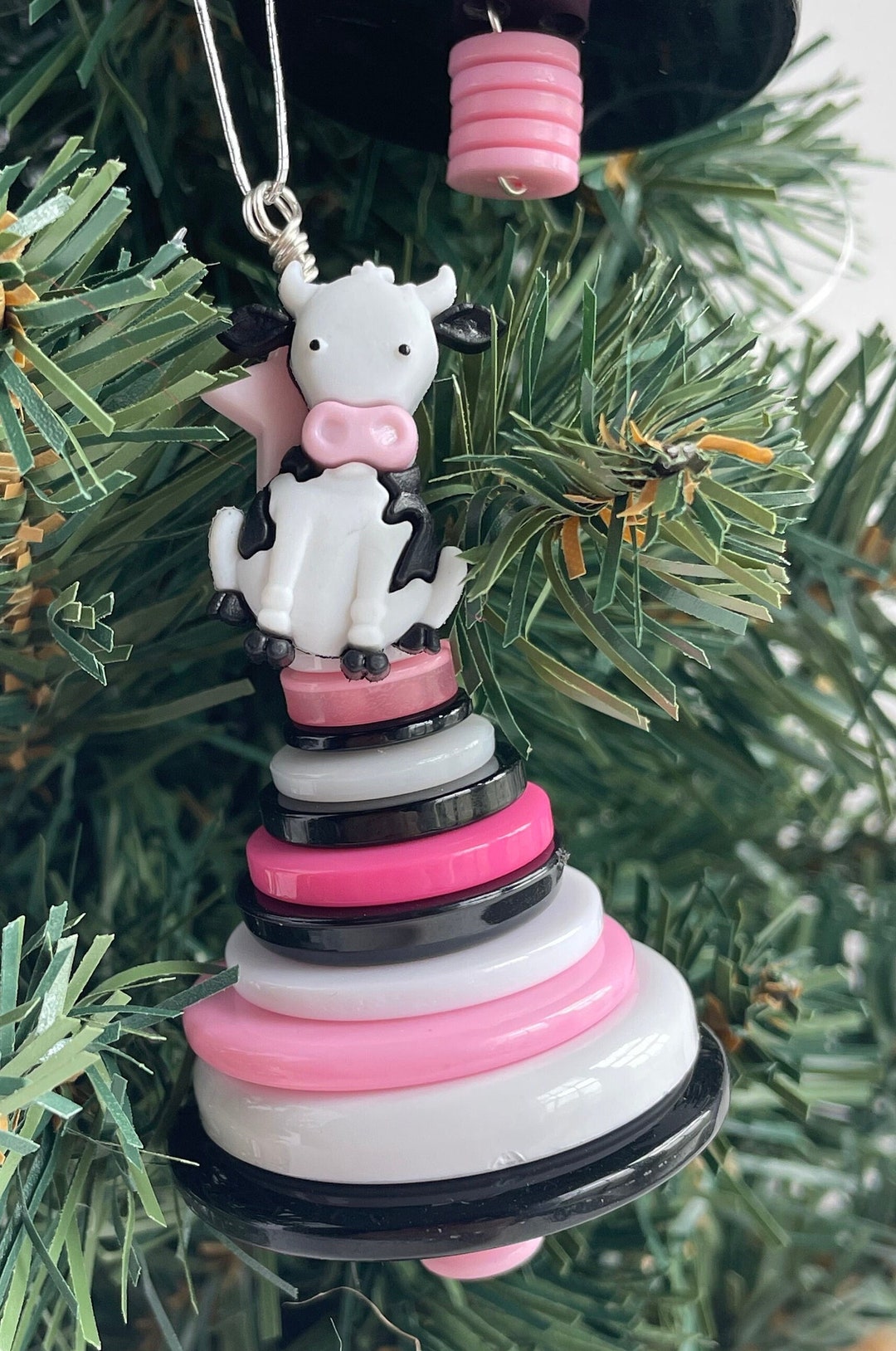 Cow, Cow Ornament, Cow Ornaments, Cows, Button Ornaments, Button ...