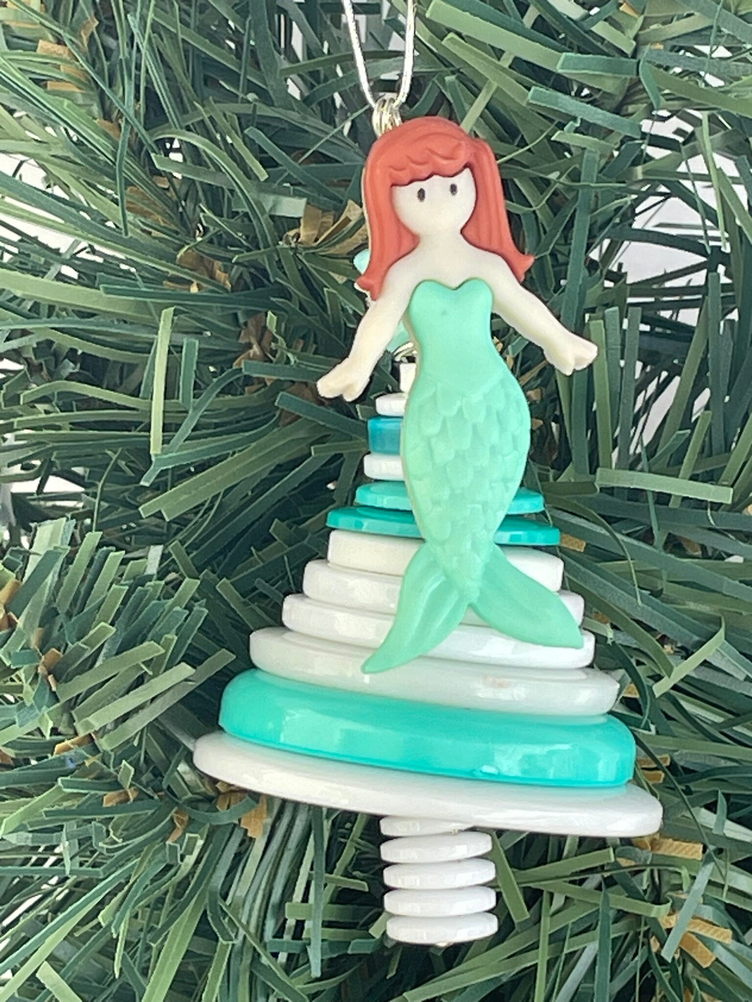 Handmade Button Mermaid Ornament: Ocean Christmas Decor - Etsy