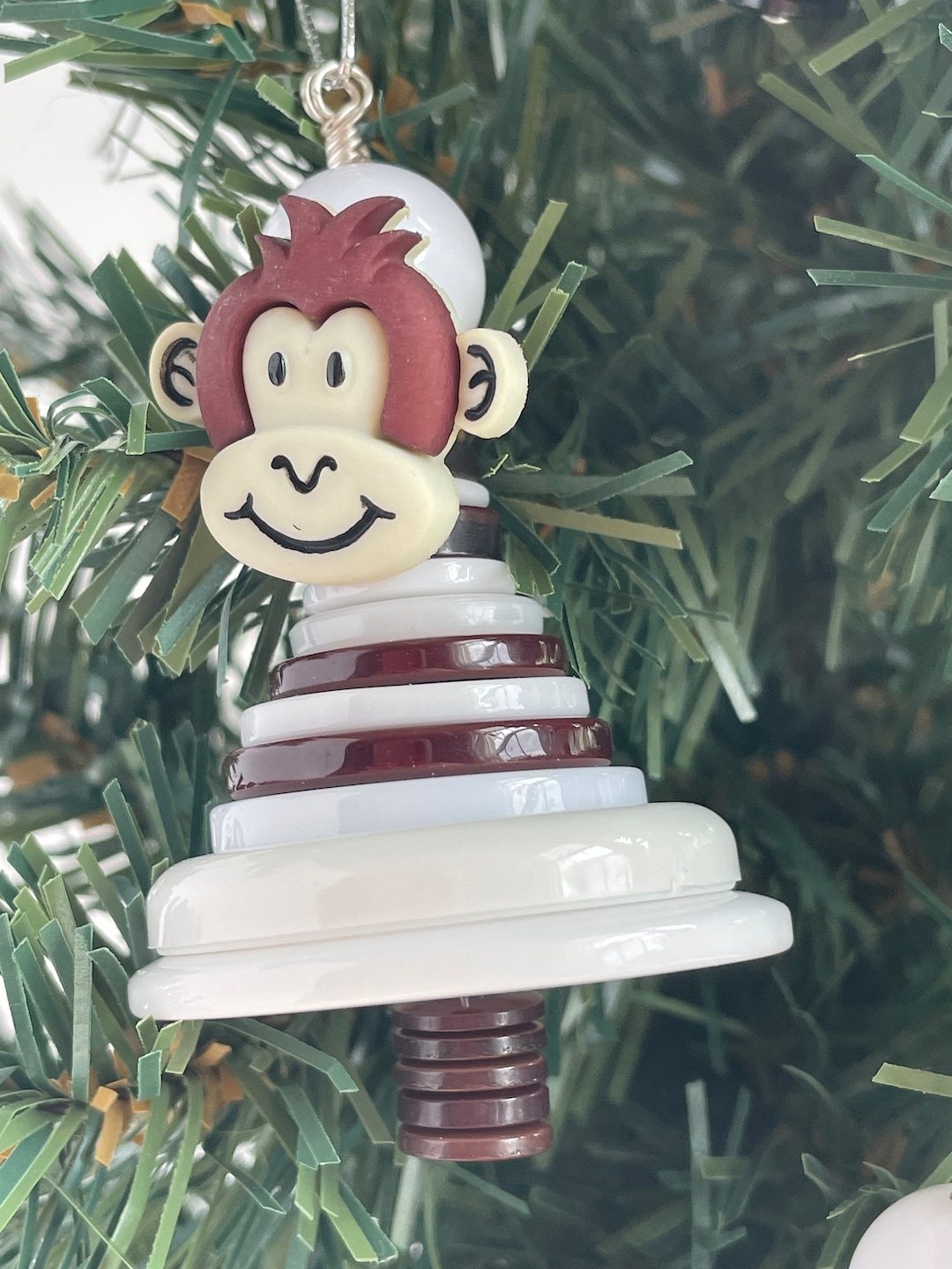 Monkey Ornament, Monkey Ornaments, Button Ornament, Button Ornaments ...