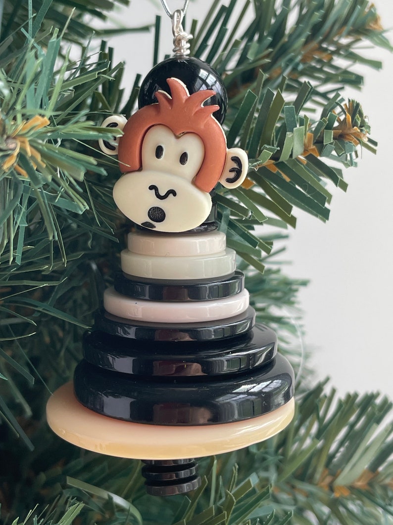 Monkey Ornament, Monkey Ornaments, Button Ornament, Button Ornaments ...
