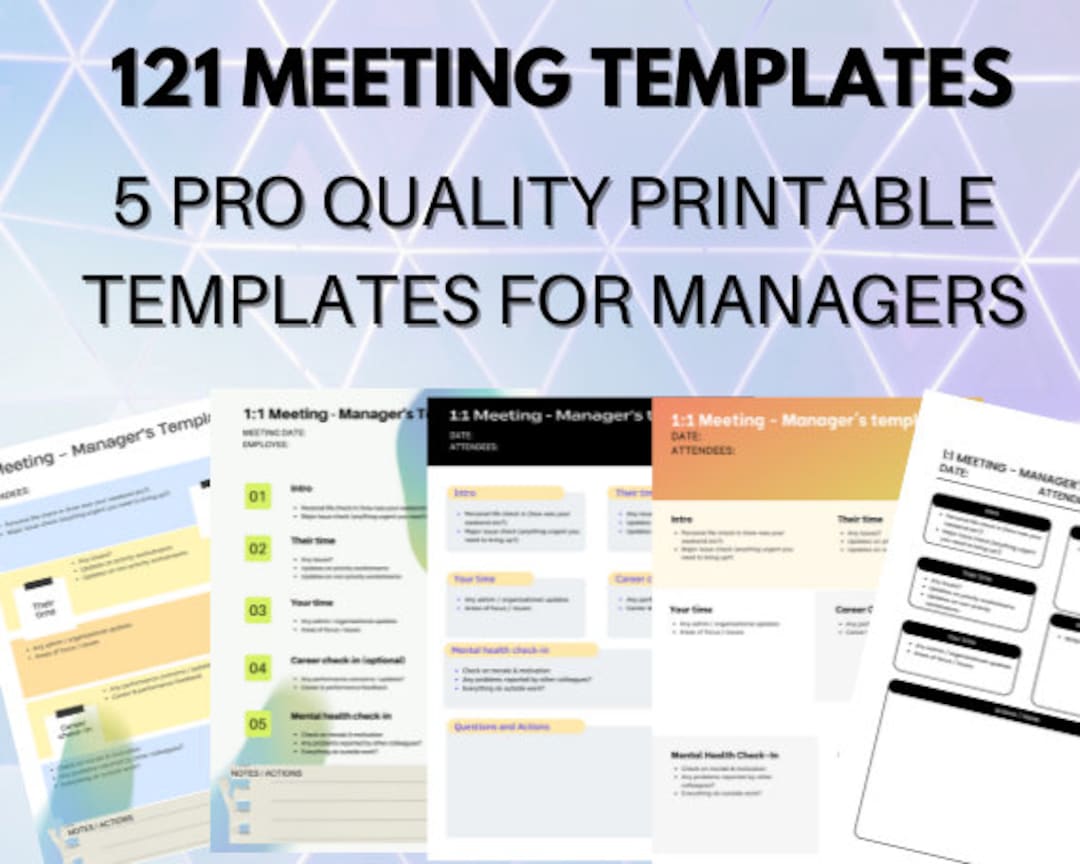121 Meeting Templates for Managers - Pack 3 - Etsy
