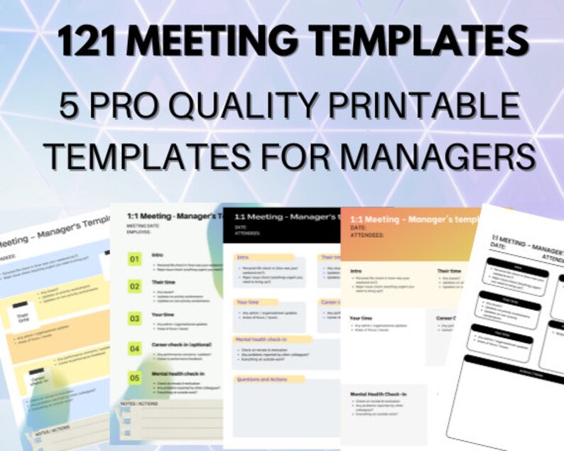 121 Meeting Templates for Managers - Pack 3 - Etsy Australia
