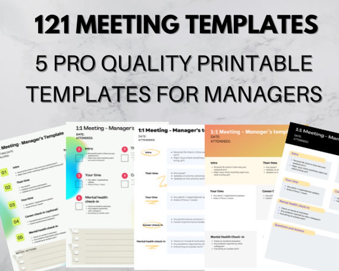 121 Meeting Templates for Managers - Pack 2 - Etsy