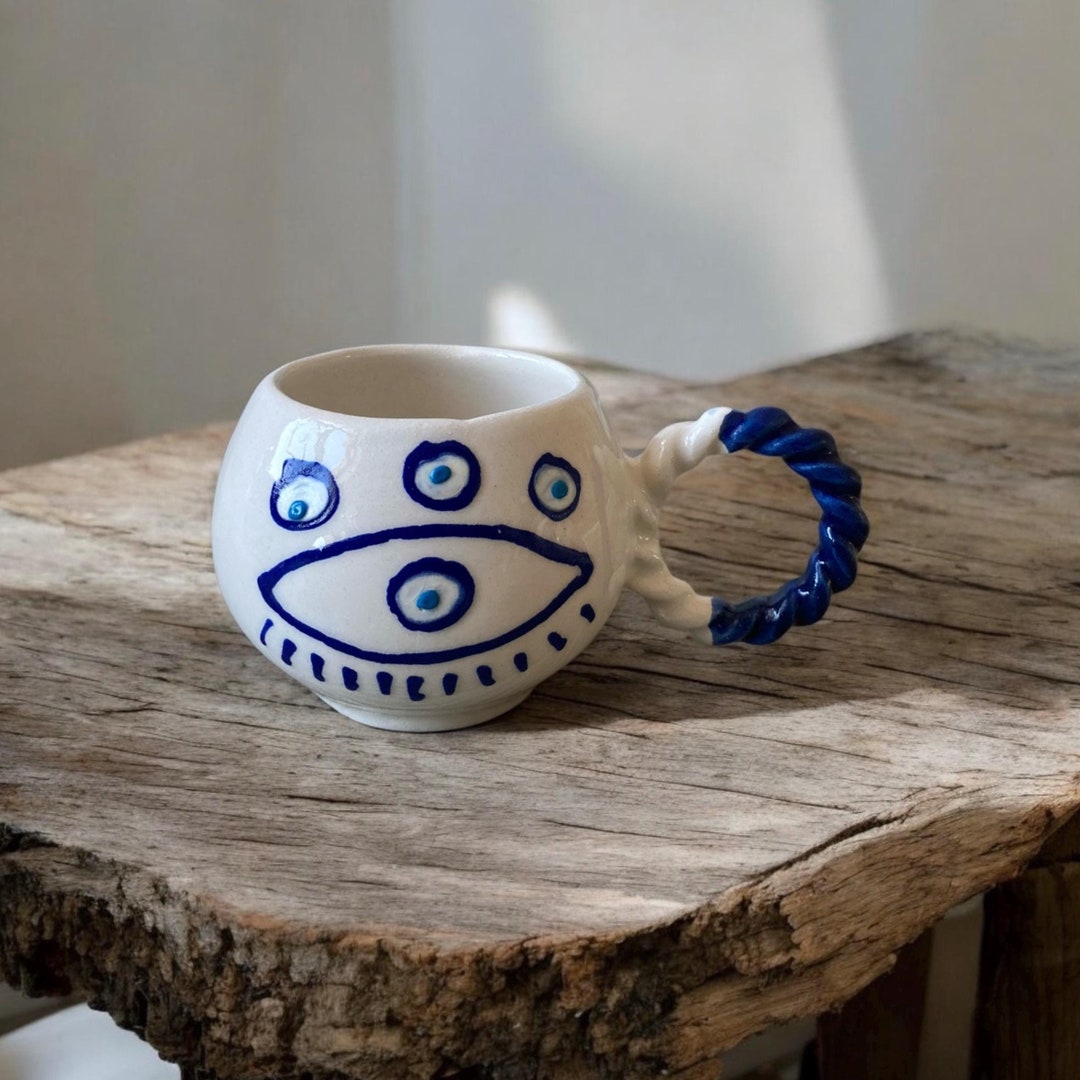 Handmade Evil Eye Ceramic Mug: Protection Coffee Cup (4oz) - Etsy