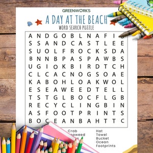 Beach Word Search Puzzle for Kids - Etsy