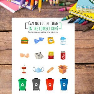 Recycling Matching Game for Kids - Etsy