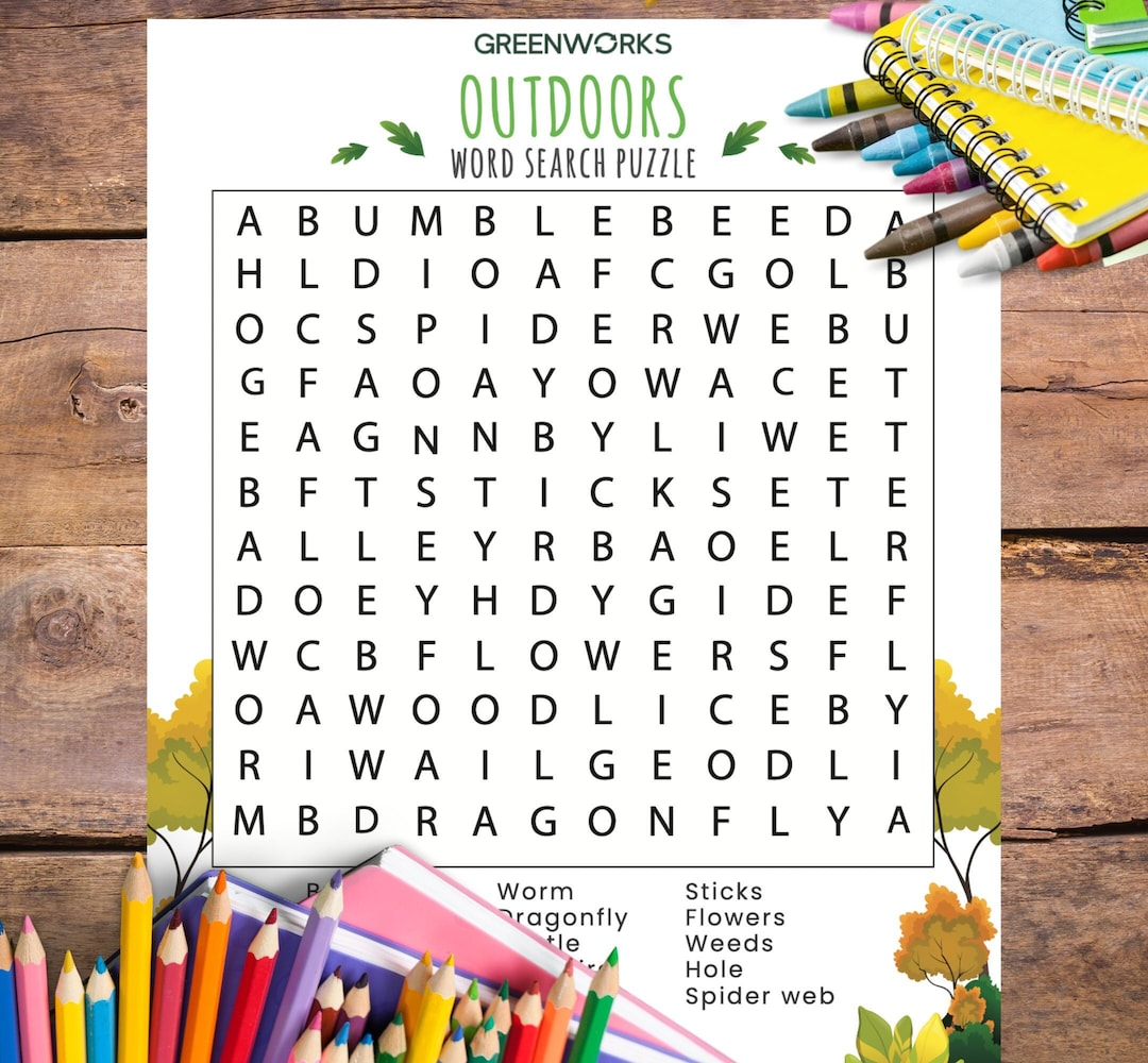 Outdoors Word Search Puzzle for Kids - Etsy