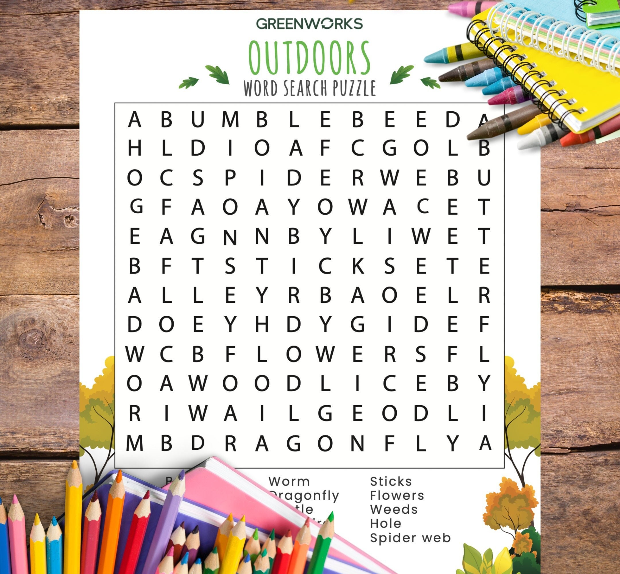 Outdoors Word Search Puzzle for Kids - Etsy