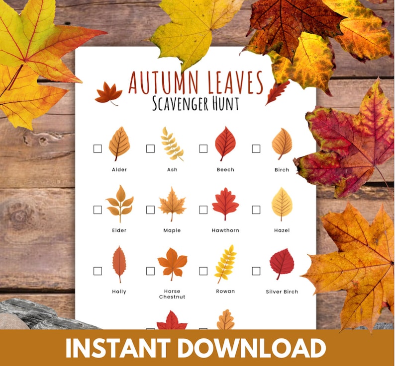 Autumn Leaves Scavenger Hunt for Kids - INSTANT DOWNLOAD - Etsy