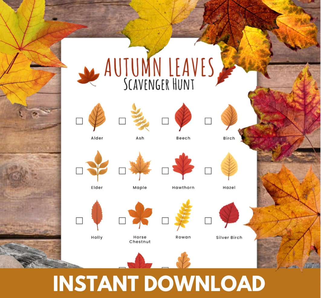 Autumn Leaves Scavenger Hunt for Kids INSTANT DOWNLOAD - Etsy